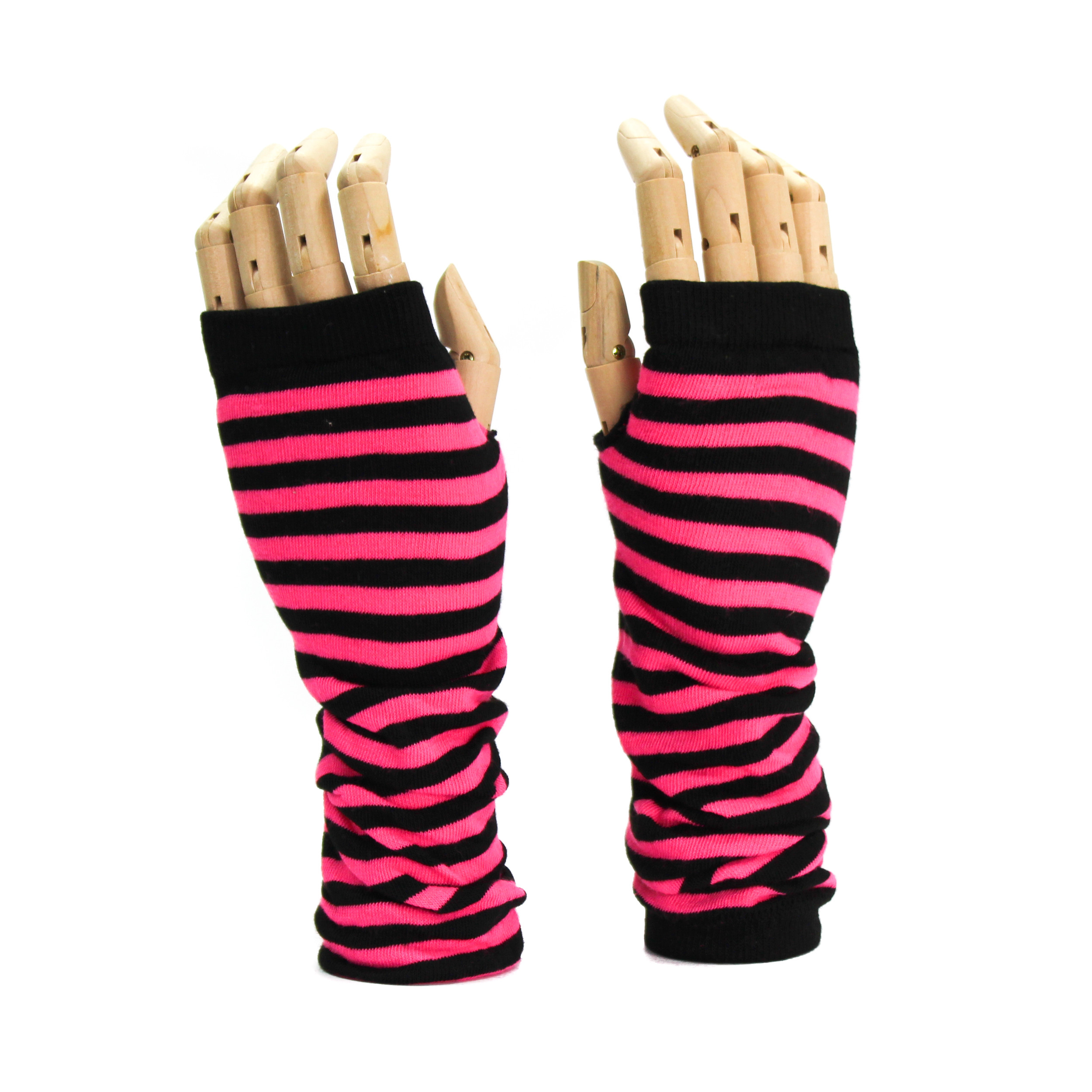 Long Striped Glove Pink