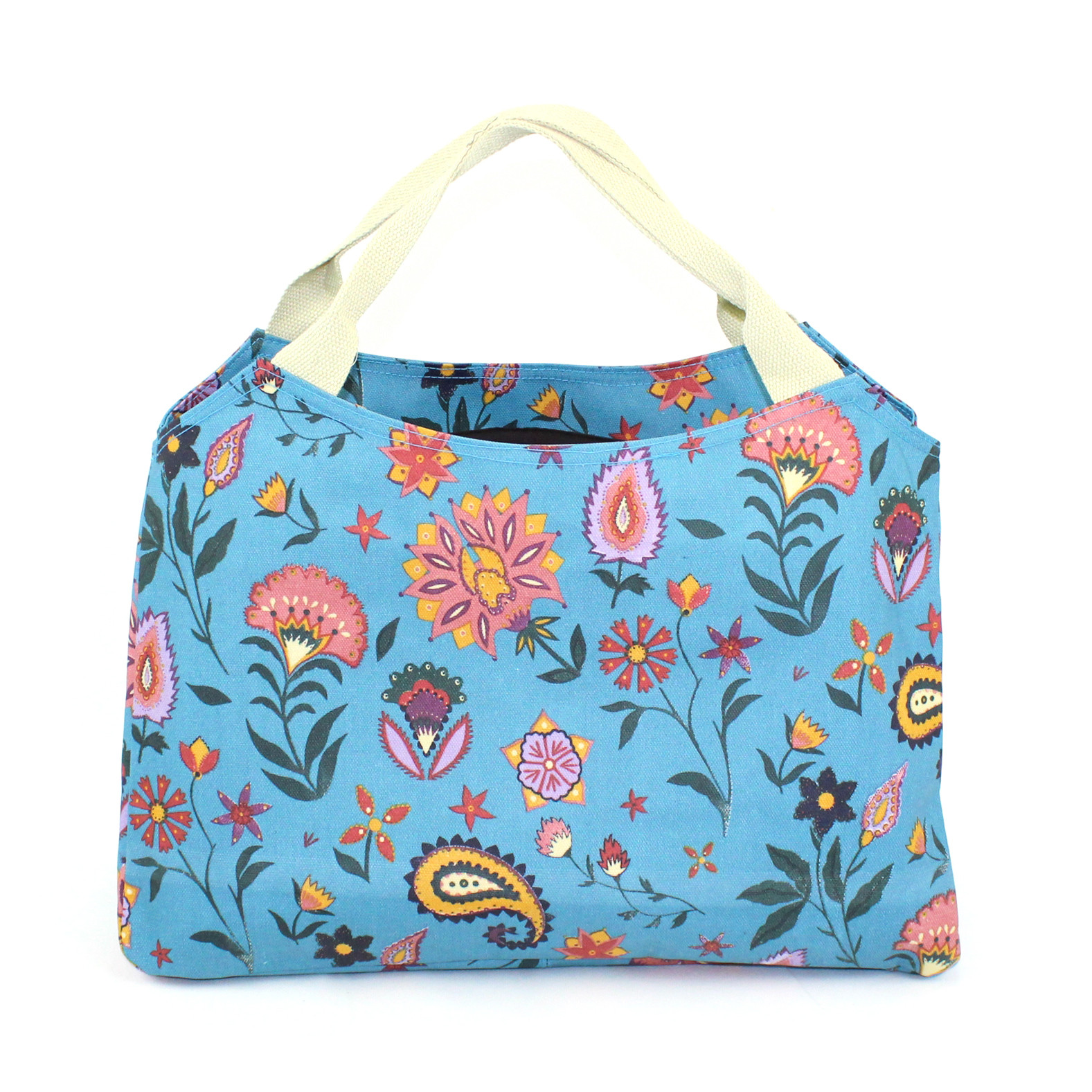Folk Flower Day Bag Light Blue