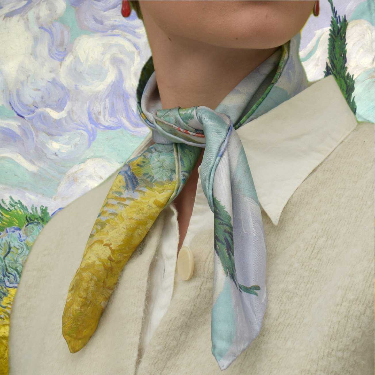 100% Mulberry Silk - Van Gogh - Silk/Wool - Scarves