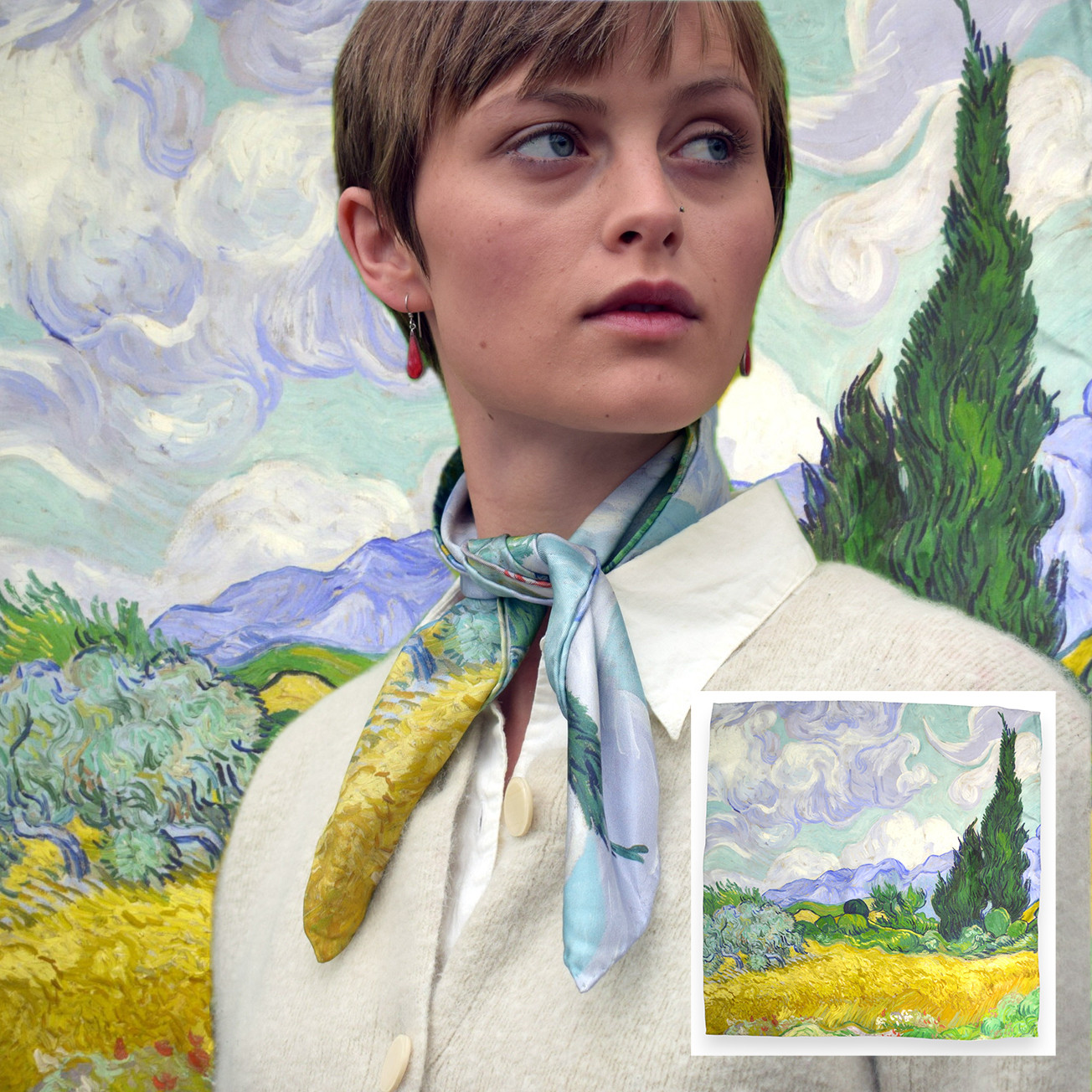 100% Mulberry Silk - Van Gogh - Silk/Wool - Scarves